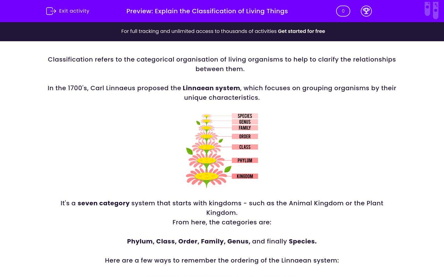 Explain the Classification of Living Things Worksheet - EdPlace