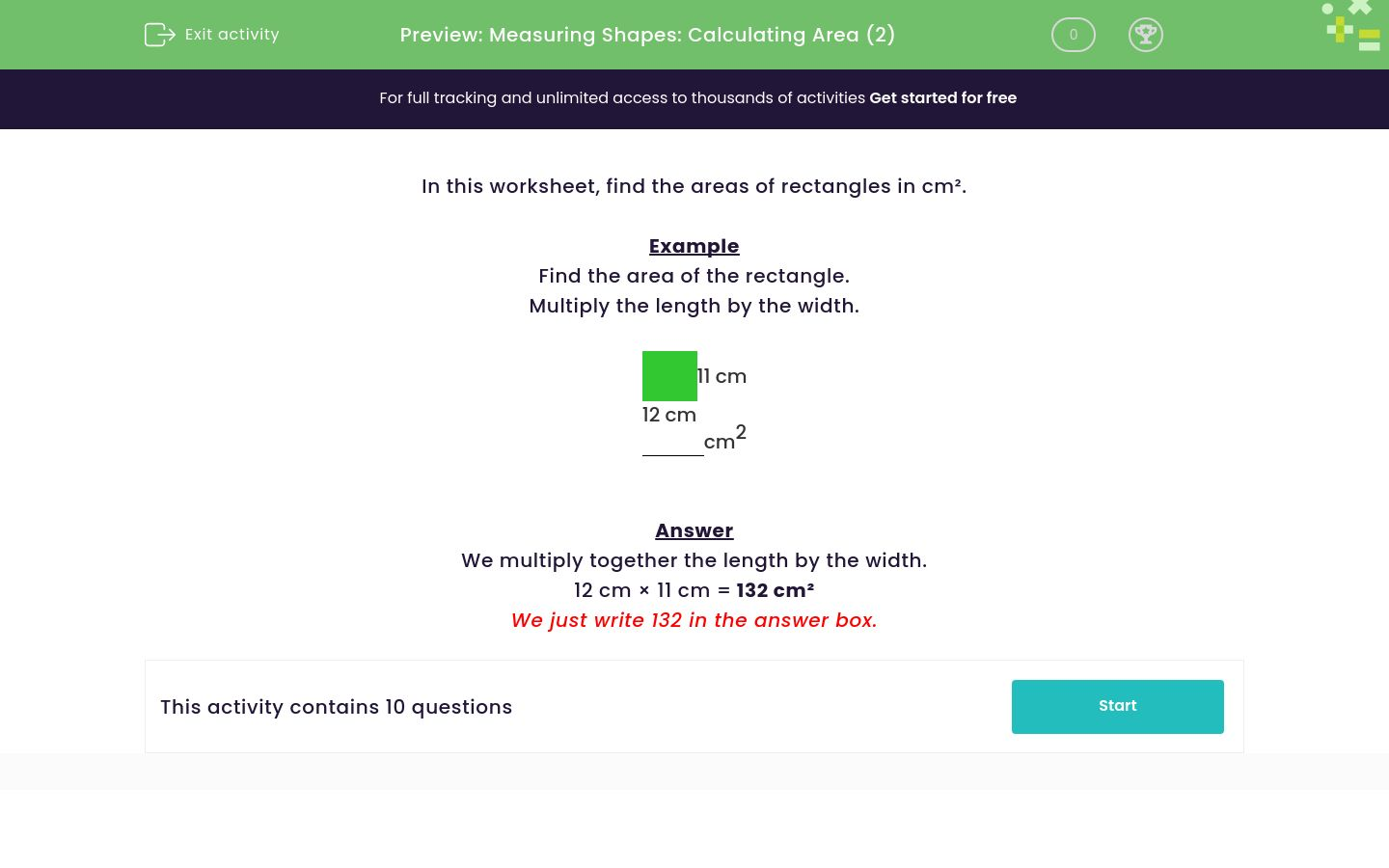 Calculate the Area of a Rectangle Worksheet - EdPlace