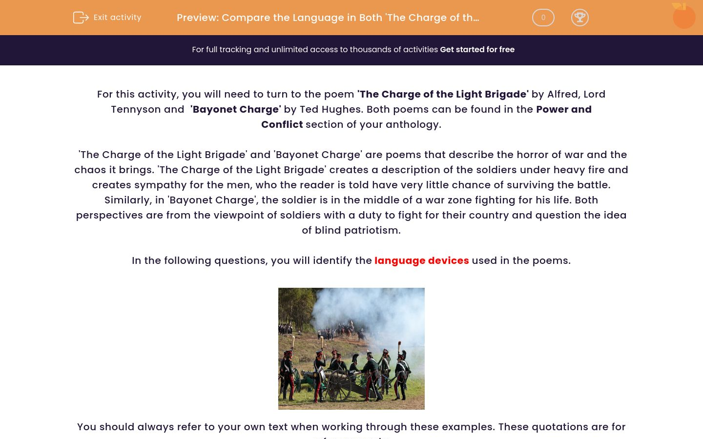 Compare the Language in Both 'The Charge of the Light Brigade' by ...
