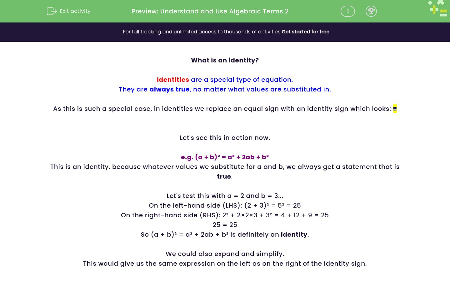 Understand and Use Algebraic Terms 2 Worksheet - EdPlace