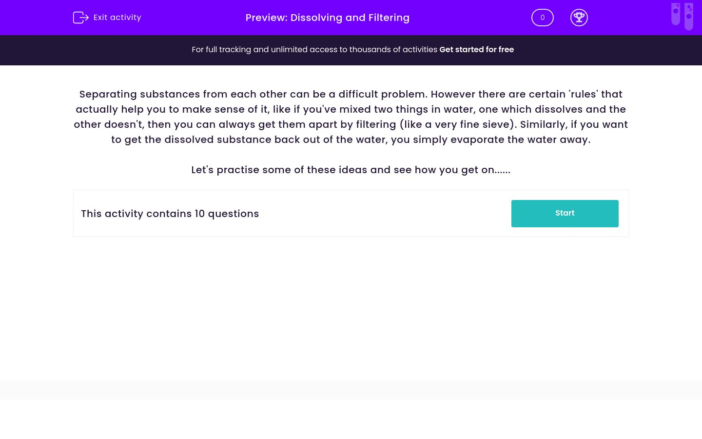 Understand Dissolving and Filtering Worksheet - EdPlace