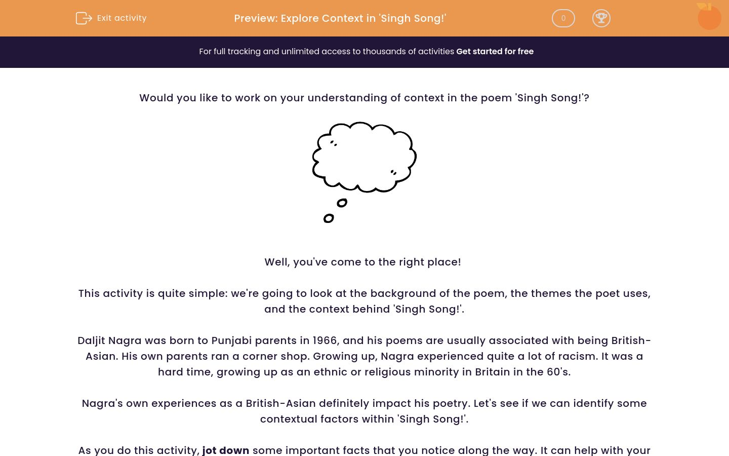 Explore Context in 'Singh Song!' Worksheet - EdPlace