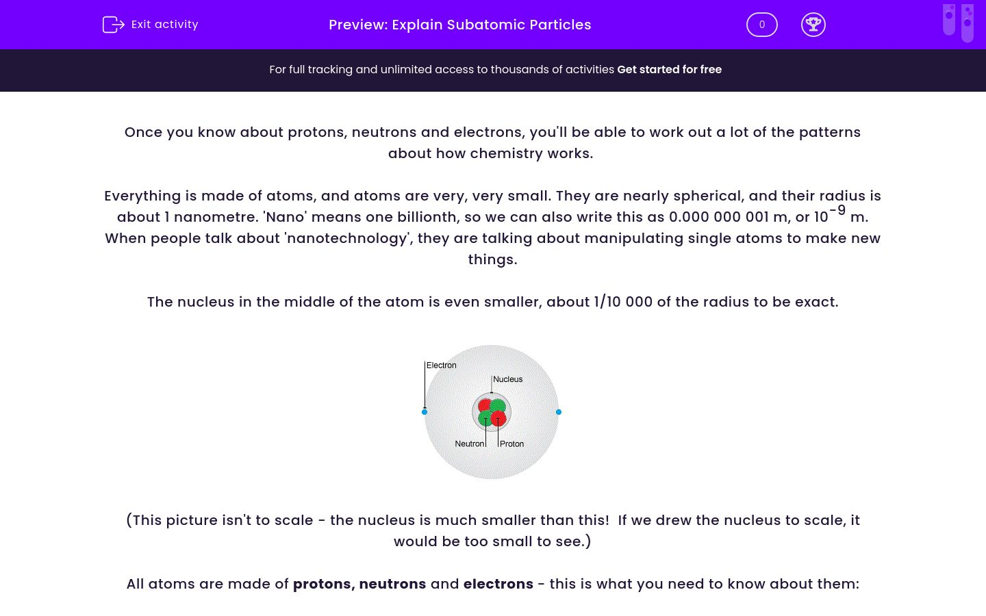 Explain Subatomic Particles Worksheet - EdPlace