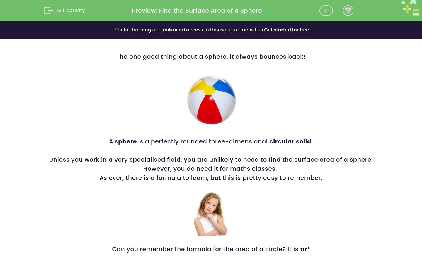 Find the Surface Area of a Sphere Worksheet - EdPlace