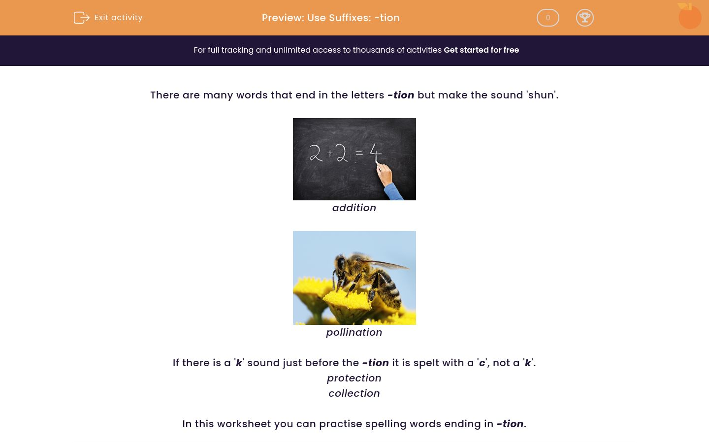 Add the Suffix -tion Worksheet - EdPlace