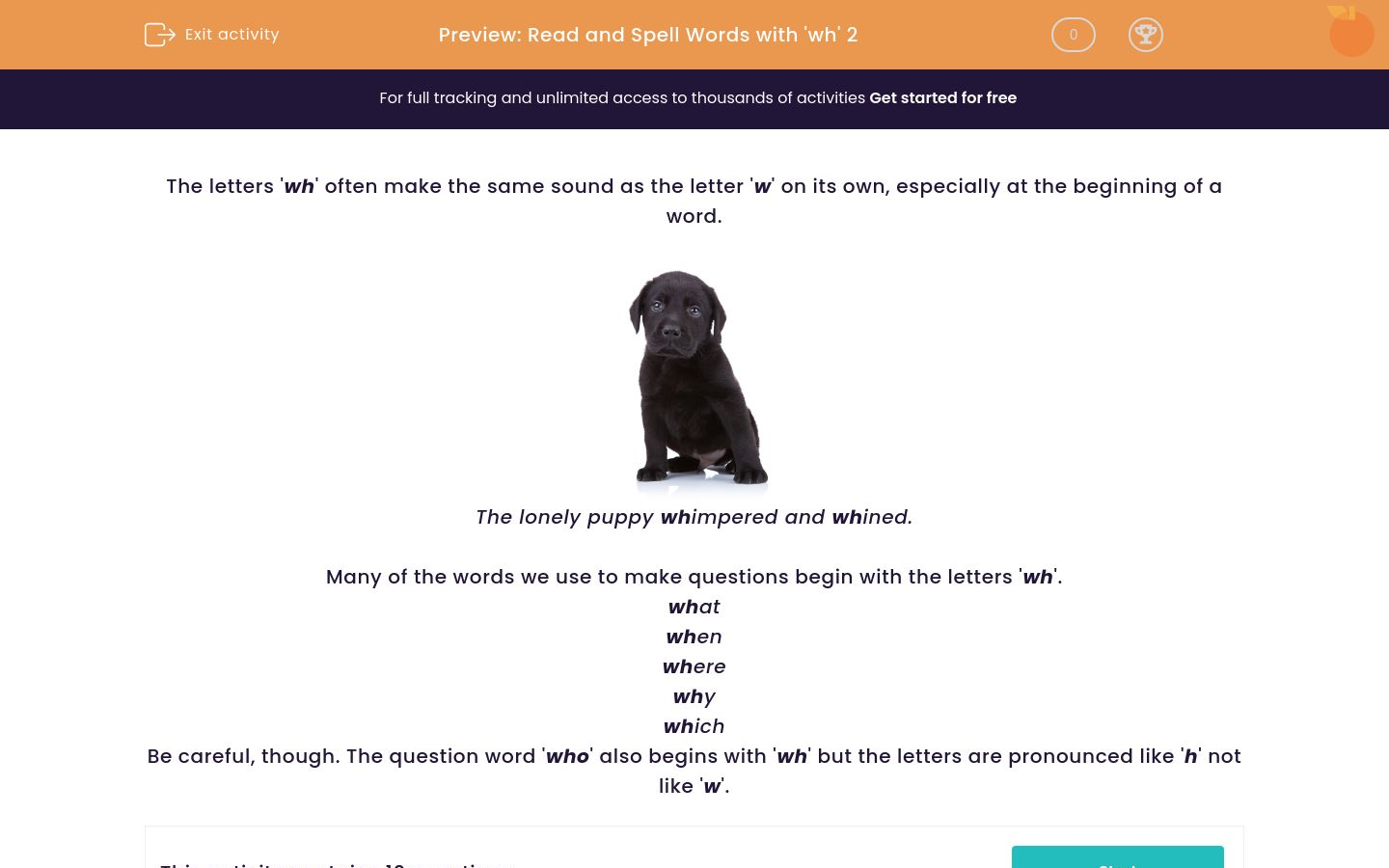 Practise Reading and Spelling Words with wh Worksheet - EdPlace
