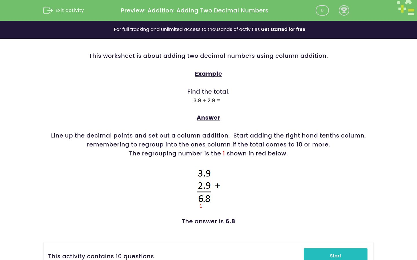 Add Two Decimal Numbers Worksheet - EdPlace Add Two Decimal Numbers Worksheet - EdPlace
