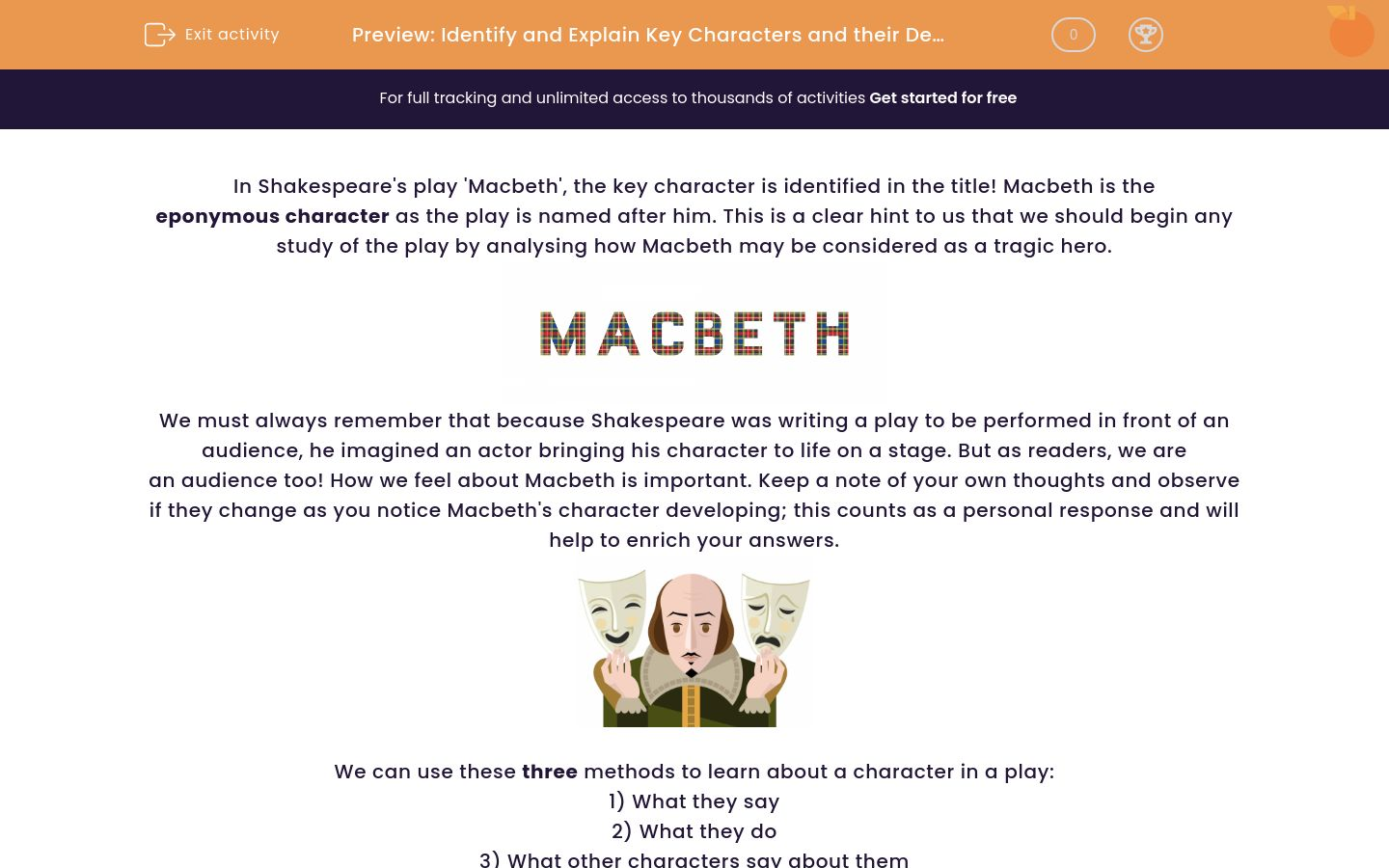 Analyse the role of key characters and their development in 'Macbeth ...