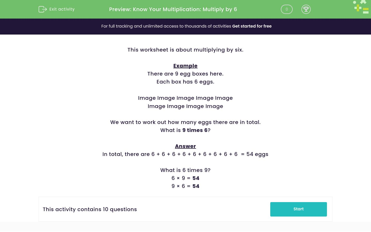 Practise Your Six Times Table Worksheet - EdPlace