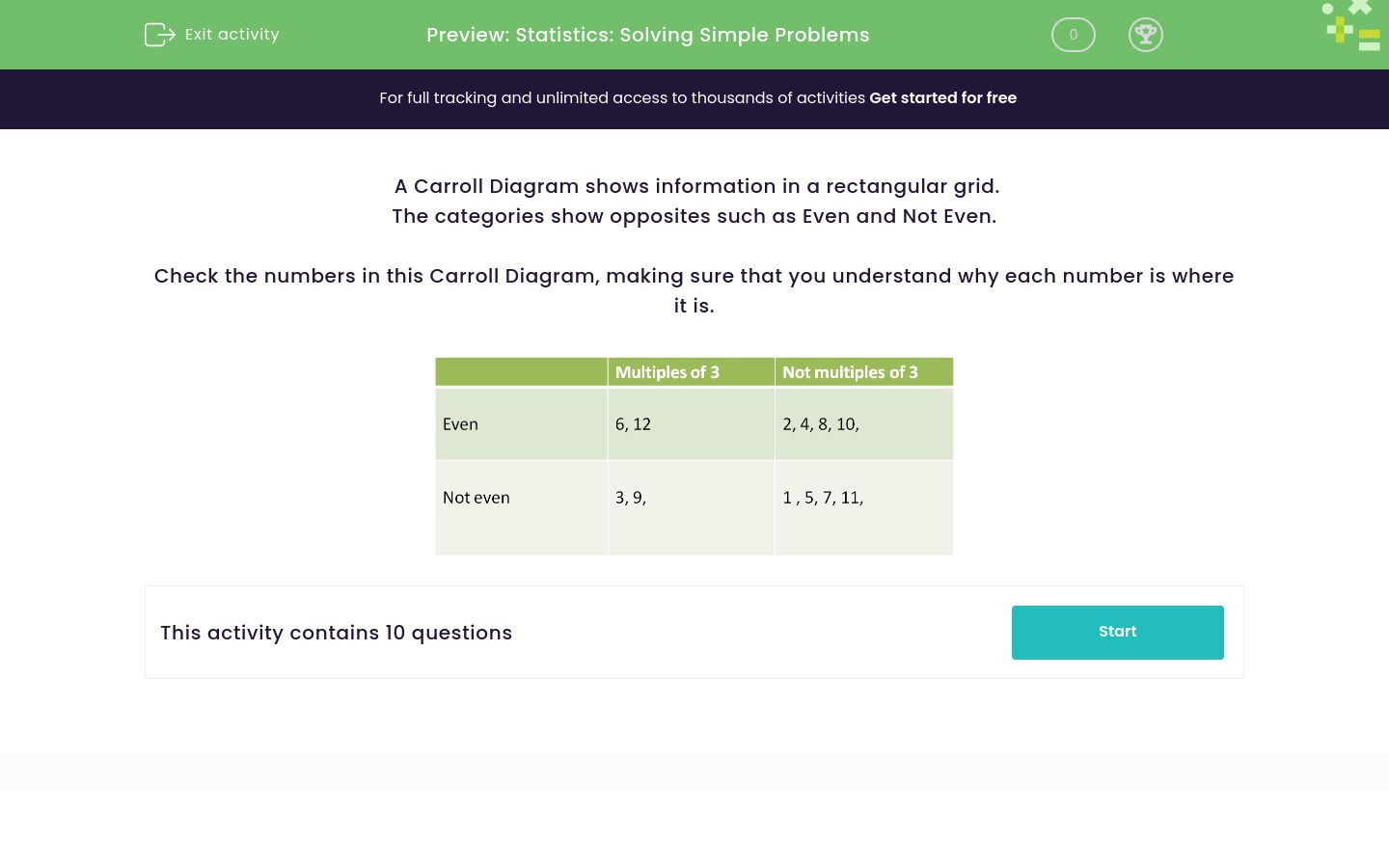 Use a Carroll Diagram Worksheet - EdPlace