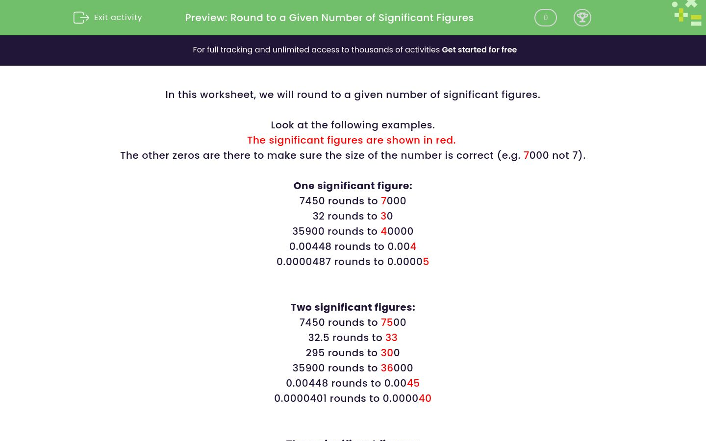 Round to a Given Number of Significant Figures Worksheet - EdPlace