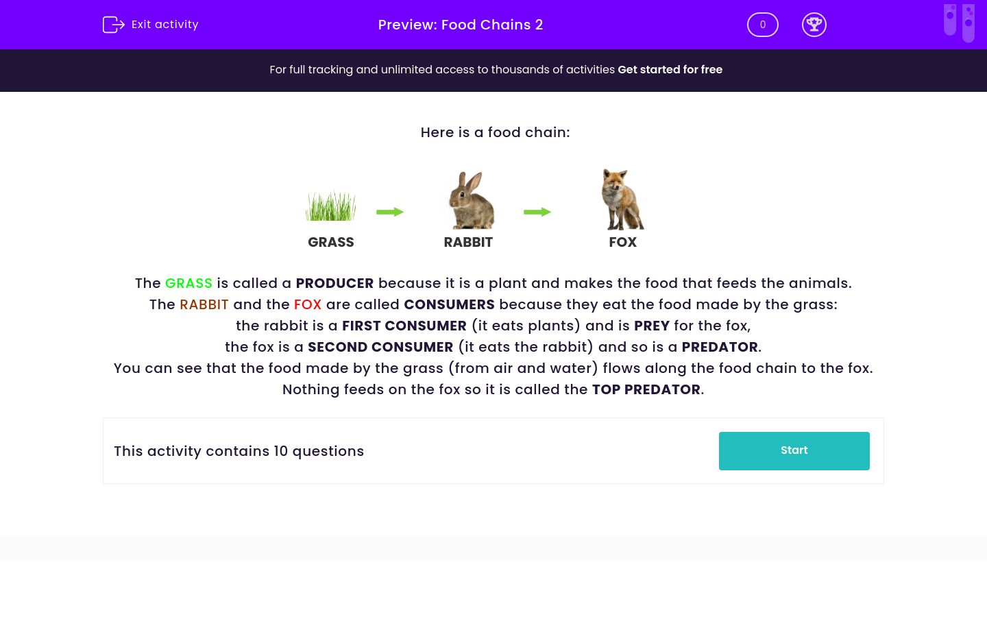 Discover Food Chains Worksheet - EdPlace