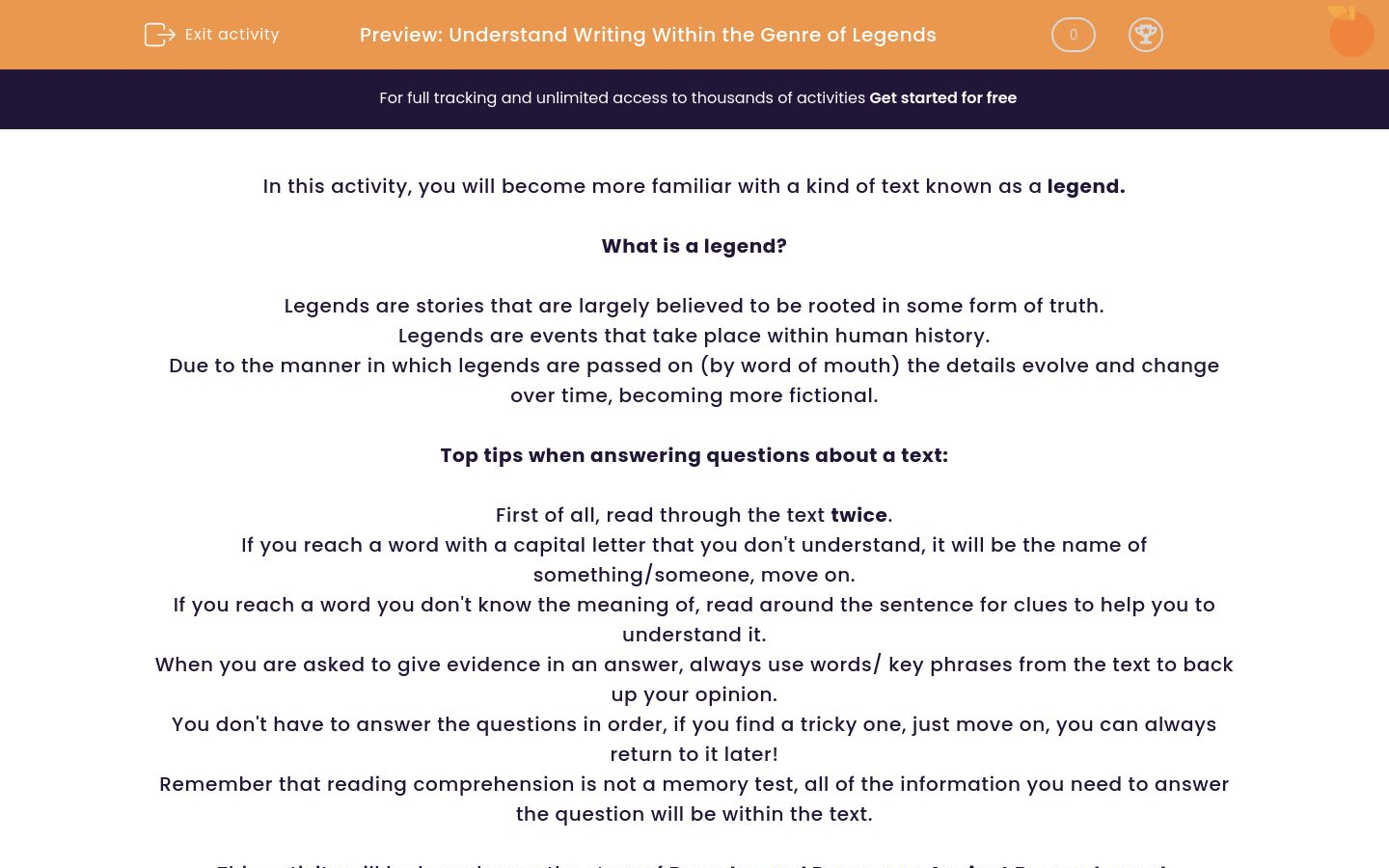 Apply Comprehension Skills to a Text from the Genre of Legends ...