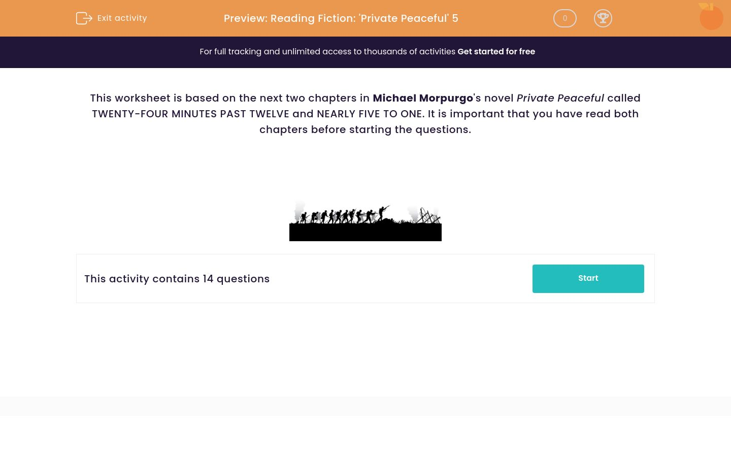 Read Fiction: 'Private Peaceful' Chapters 5 and 6 Worksheet - EdPlace