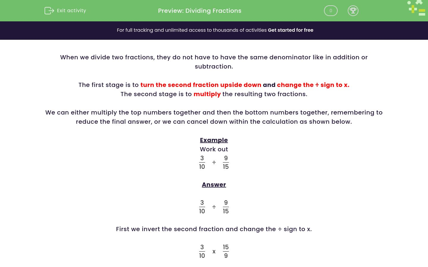 Divide Fractions Worksheet - EdPlace