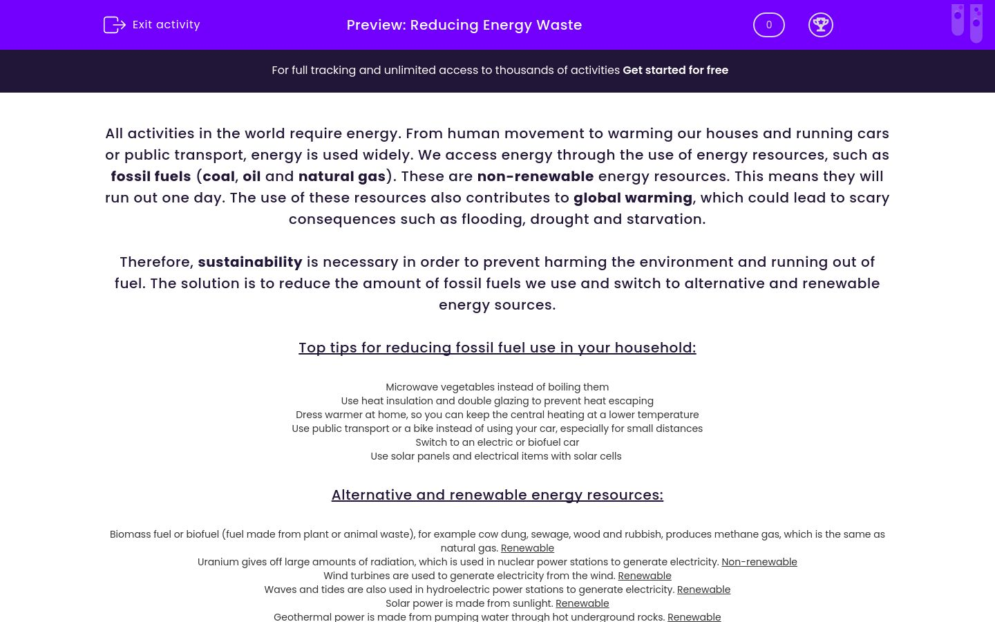 Explore Different Types of Renewable Energy Worksheet - EdPlace