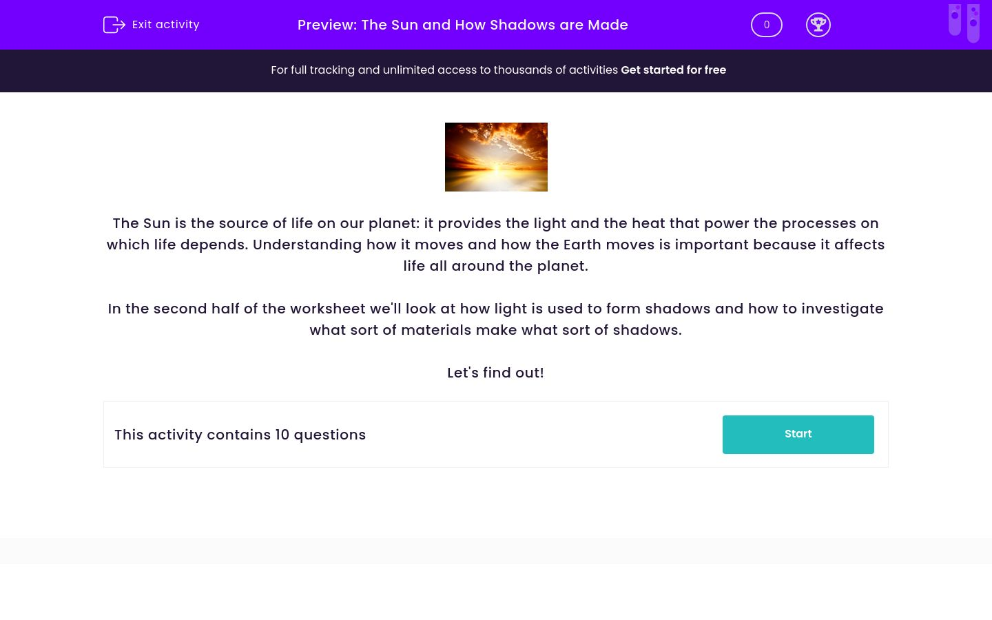 Understand the Movement of the Sun and How Shadows are Made Worksheet ...
