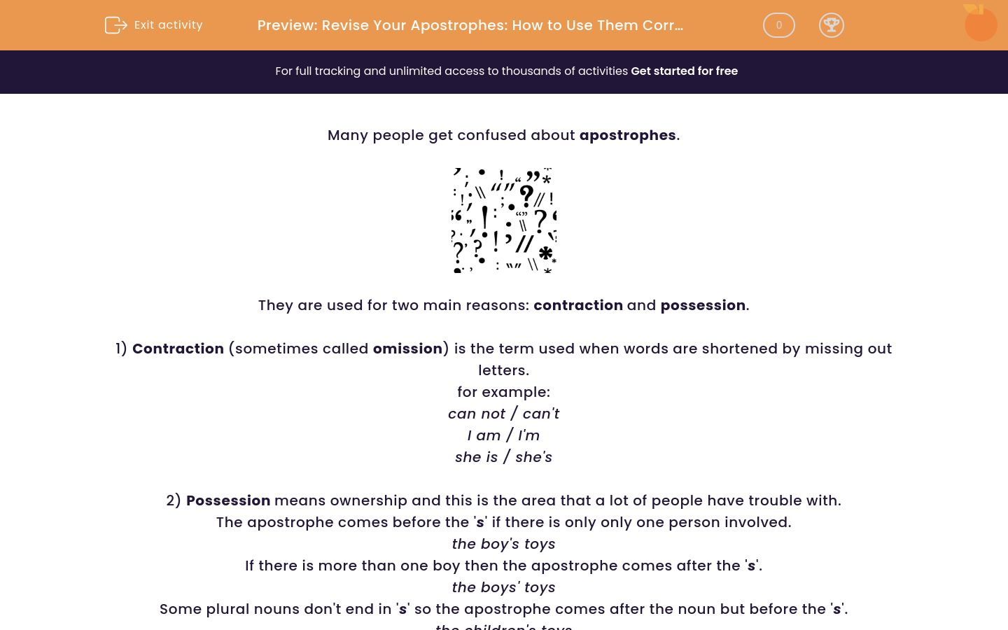 Revise How to use Apostrophes Correctly Worksheet - EdPlace