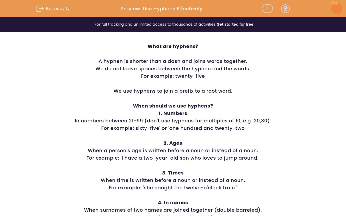 Use Hyphens Correctly Worksheet - EdPlace