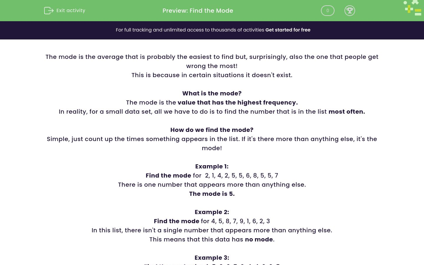 Find the Mode Worksheet - EdPlace