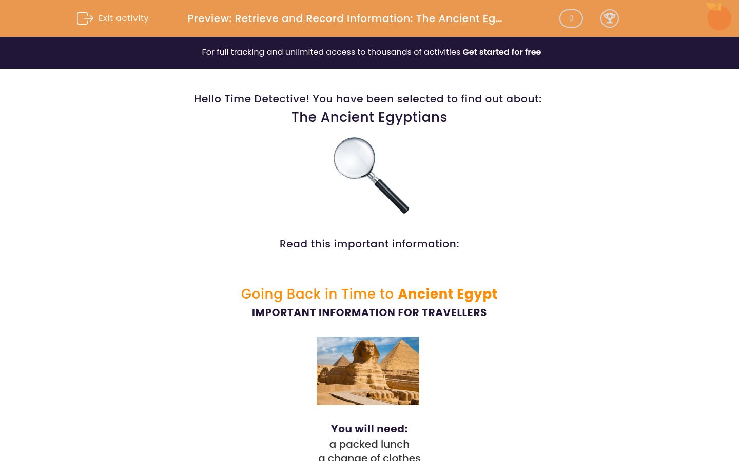 Retrieve Information from a Text on The Ancient Egyptians Worksheet ...
