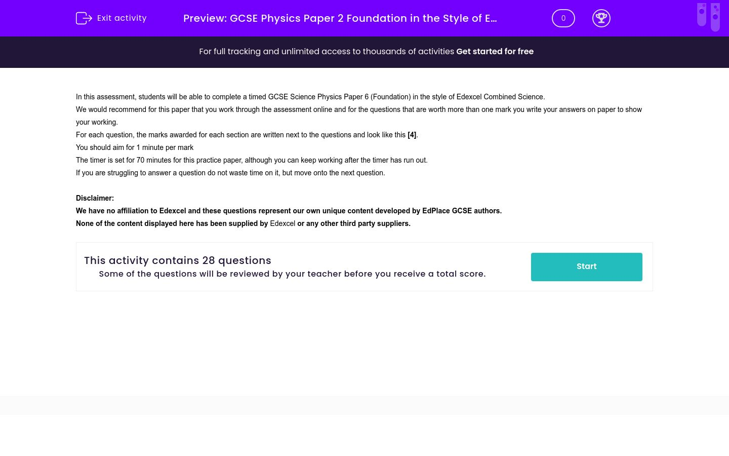 GCSE Physics Paper 2 Foundation in the Style of Edexcel Combined ...