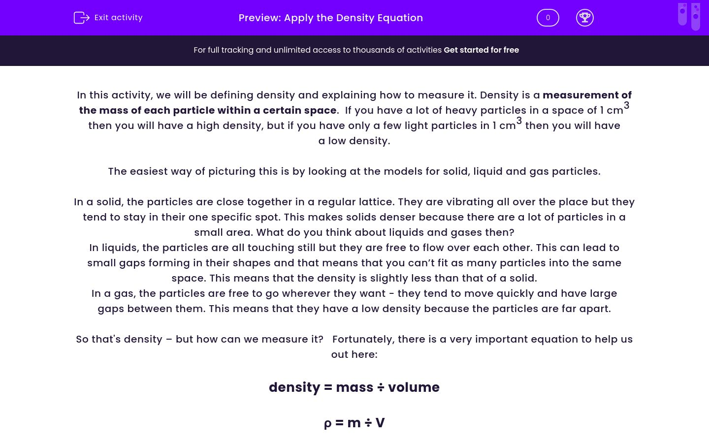 Apply the Density Equation Worksheet - EdPlace