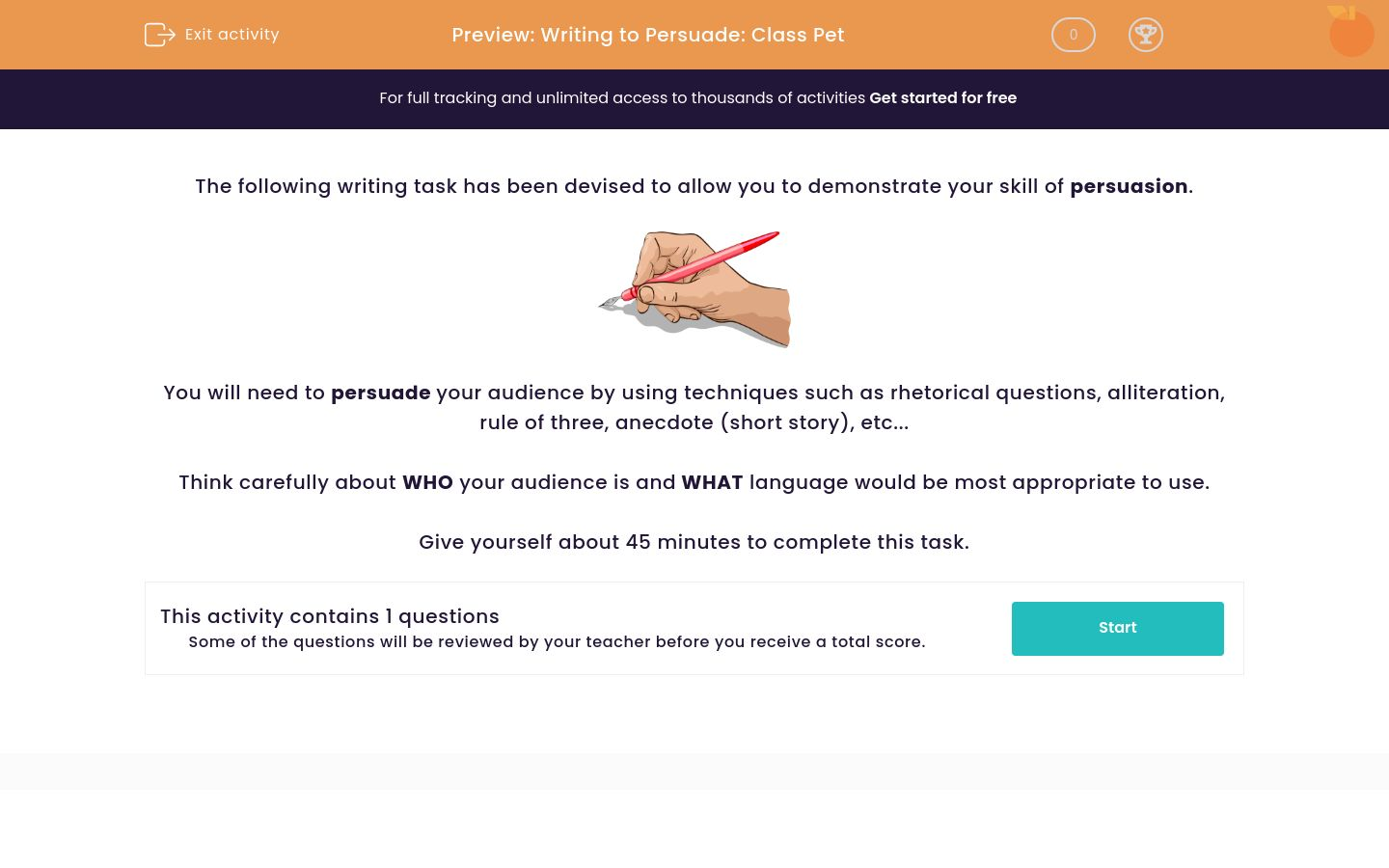 Write to Persuade: Class Pet Worksheet - EdPlace