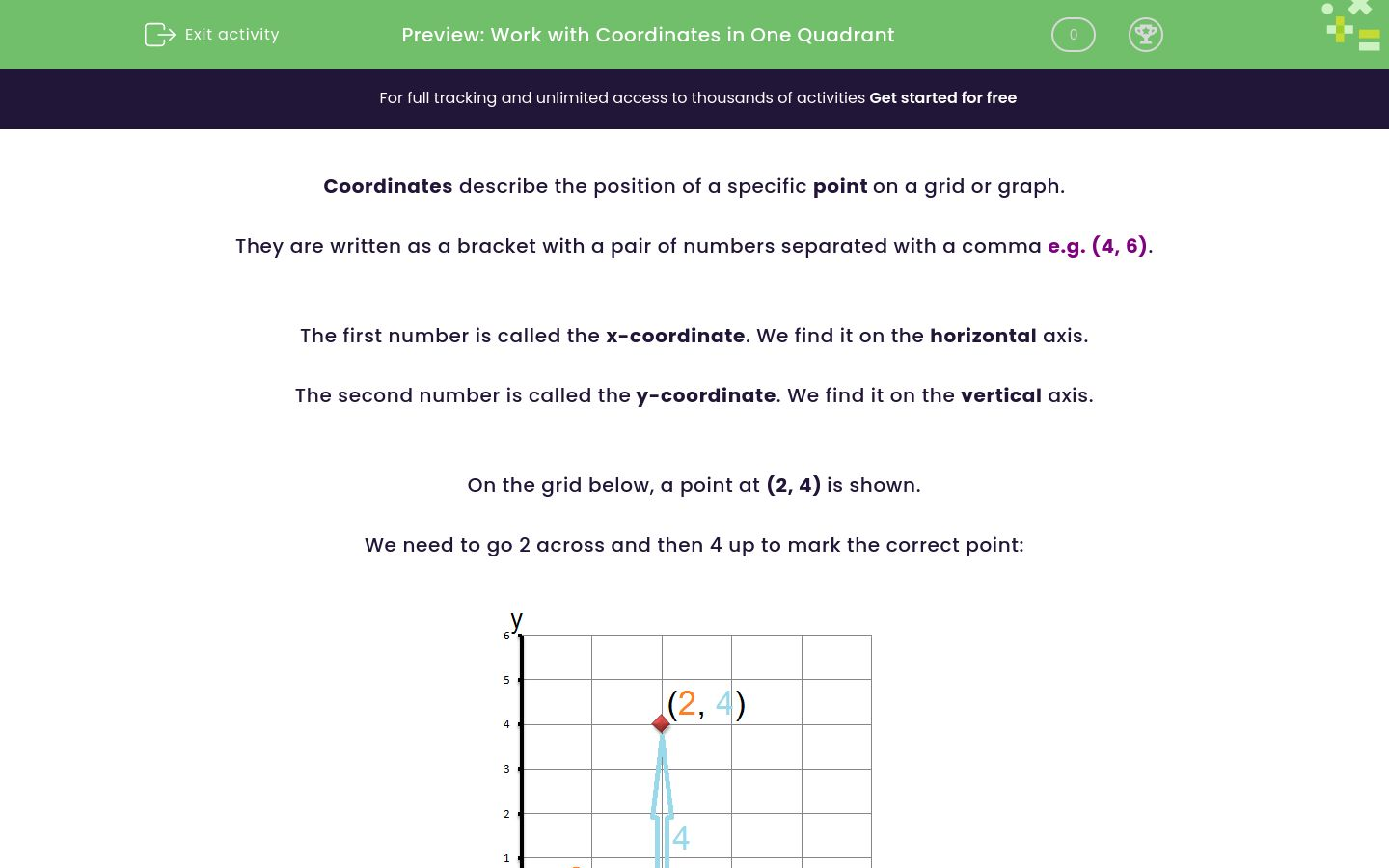 Work with Coordinates in One Quadrant Worksheet - EdPlace