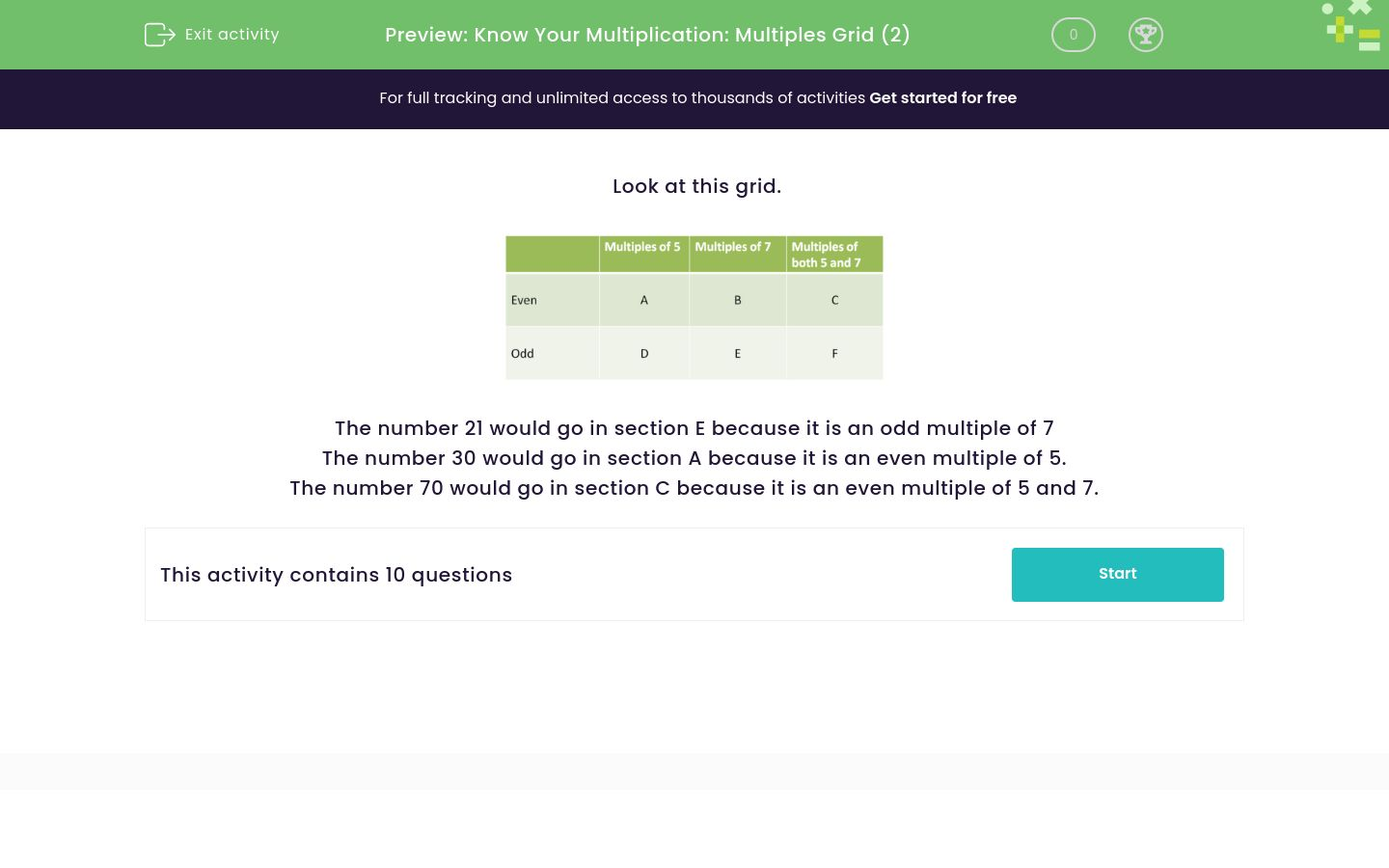 Recognise Multiples of 5 and 7 to Complete a Grid Worksheet - EdPlace