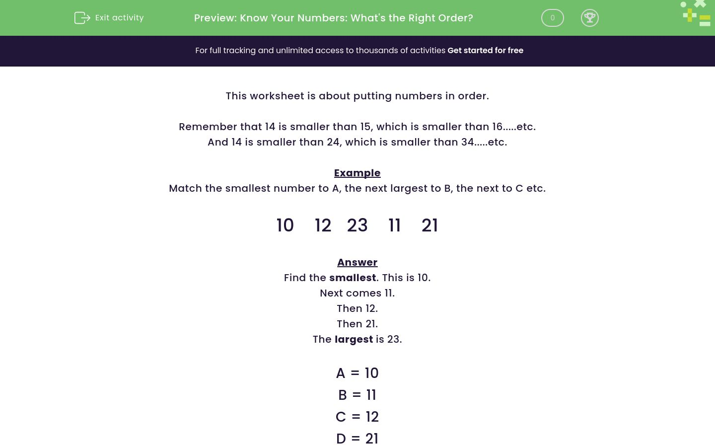 Know Your Numbers: What is the Right Order? Worksheet - EdPlace