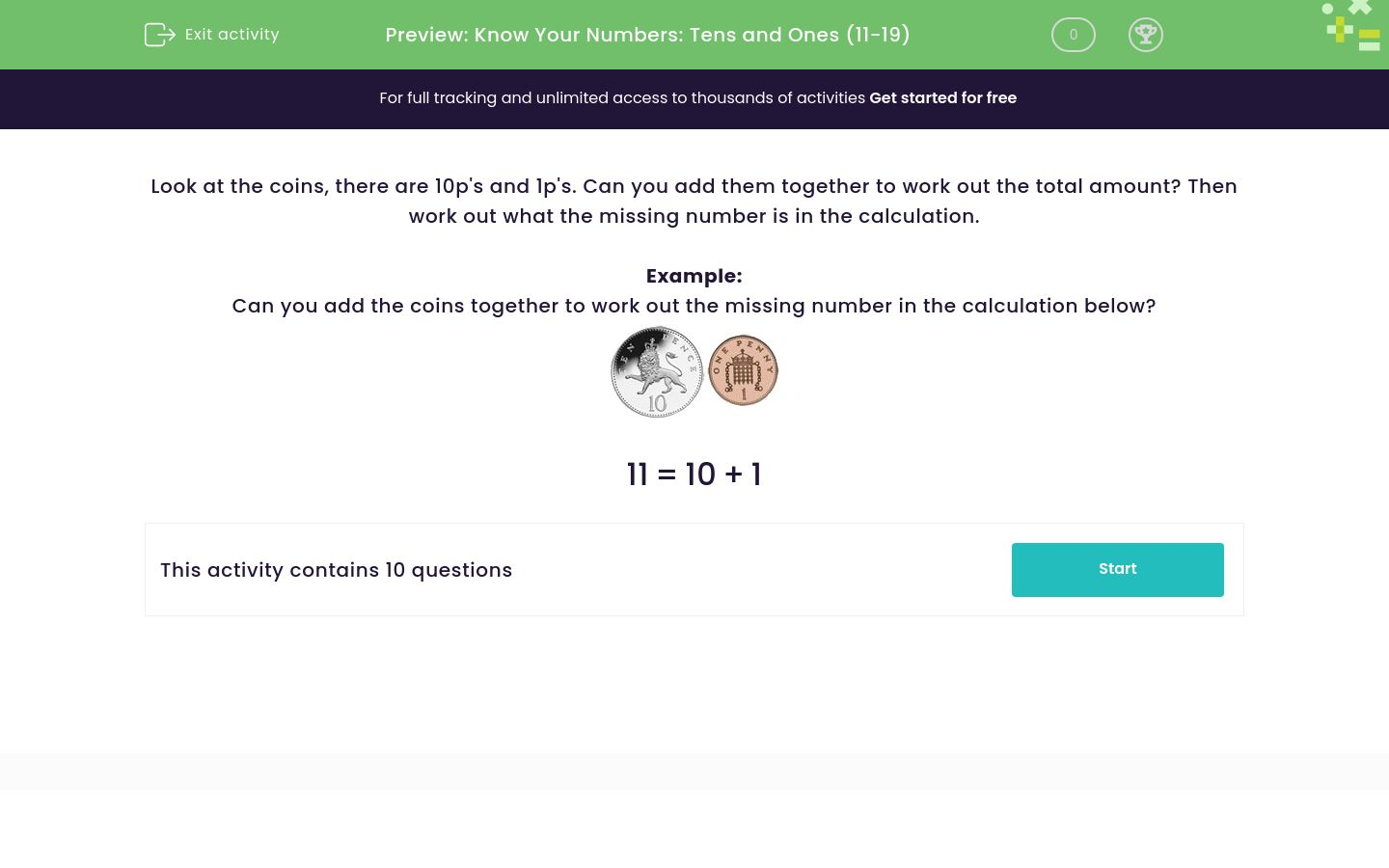 Use Coins to Identify Missing Tens or Ones Worksheet - EdPlace