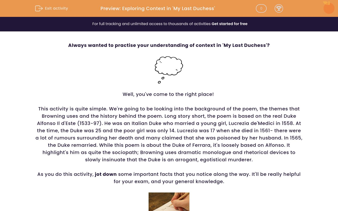 Exploring Context in 'My Last Duchess' Worksheet - EdPlace