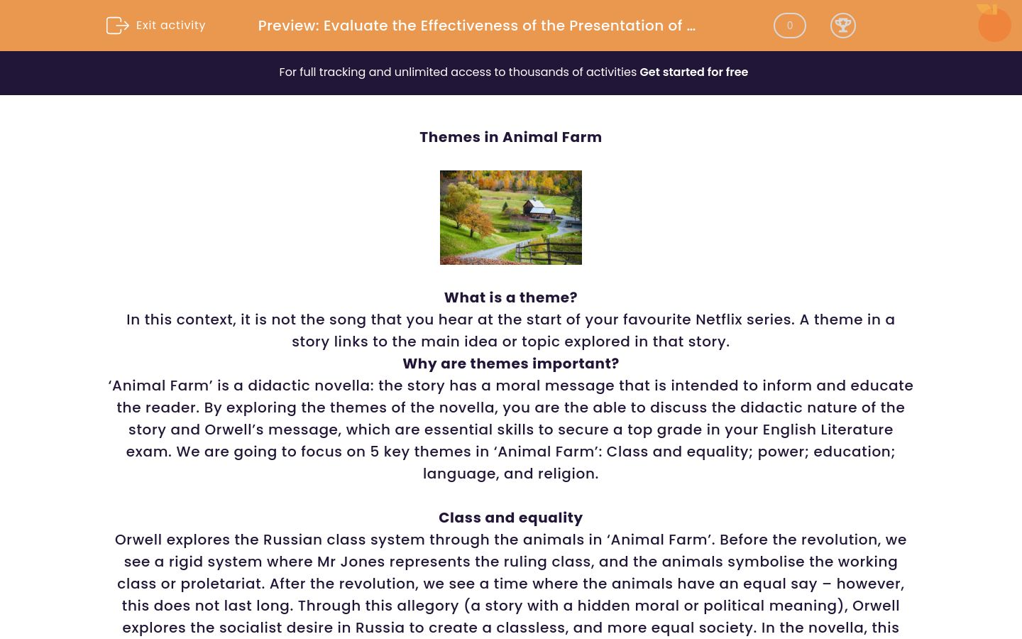 Evaluate the Effectiveness of the Presentation of Themes in 'Animal ...