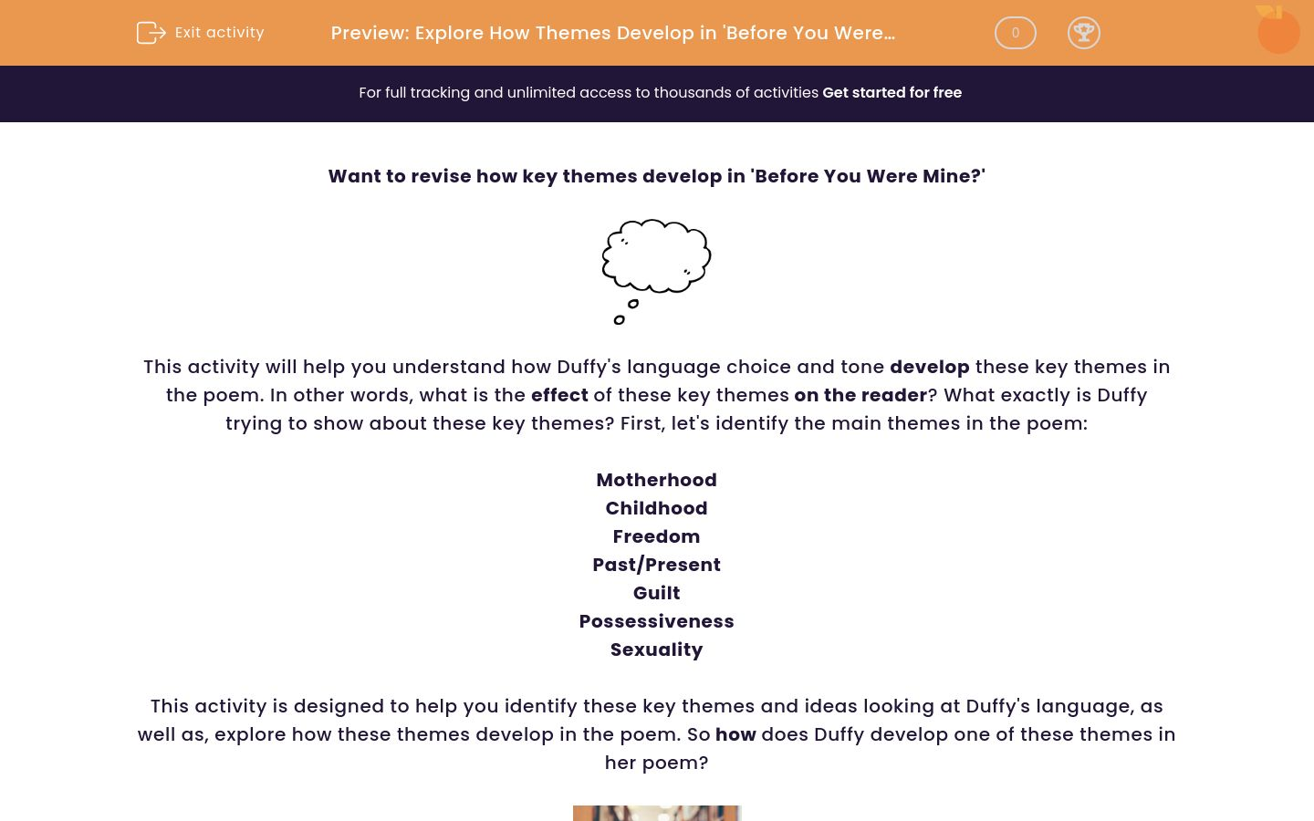 Explore How Themes Develop in 'Before You Were Mine' Worksheet - EdPlace