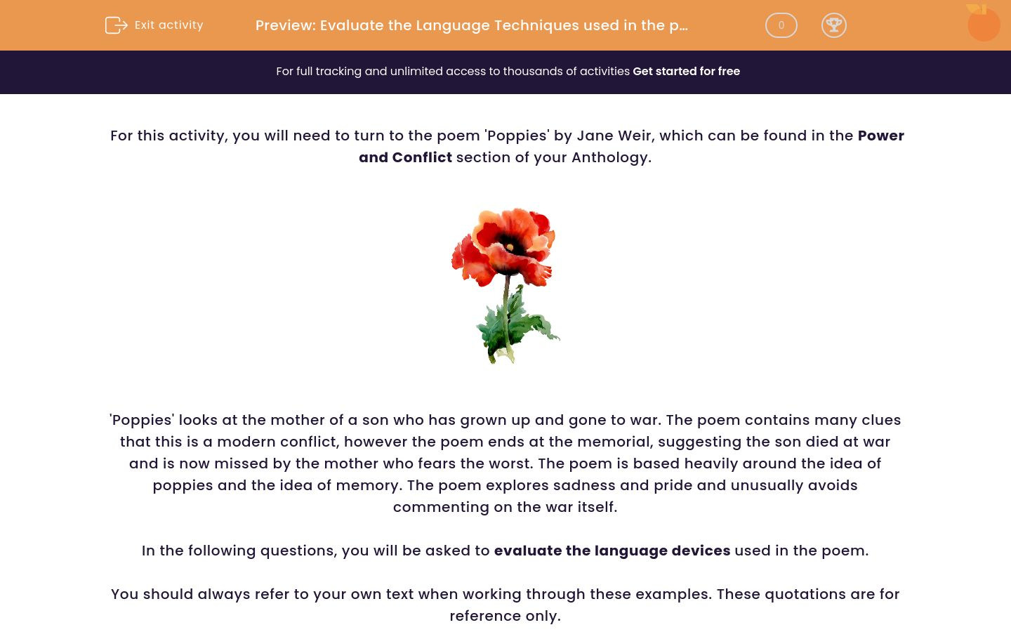 Evaluate the Language Techniques used in the poem 'Poppies' by Jane ...
