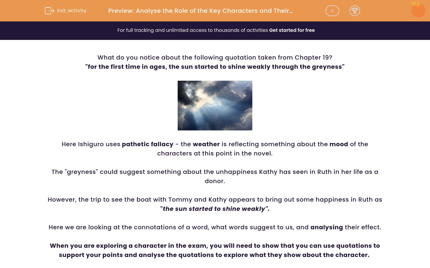 Analyse the Role of the Key Characters and Their Development in 'Never ...