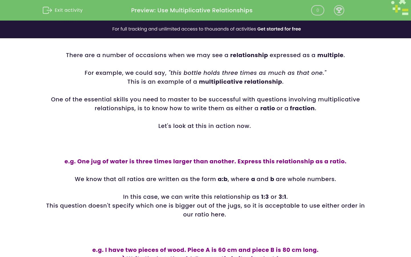 Use Multiplicative Relationships Worksheet - EdPlace