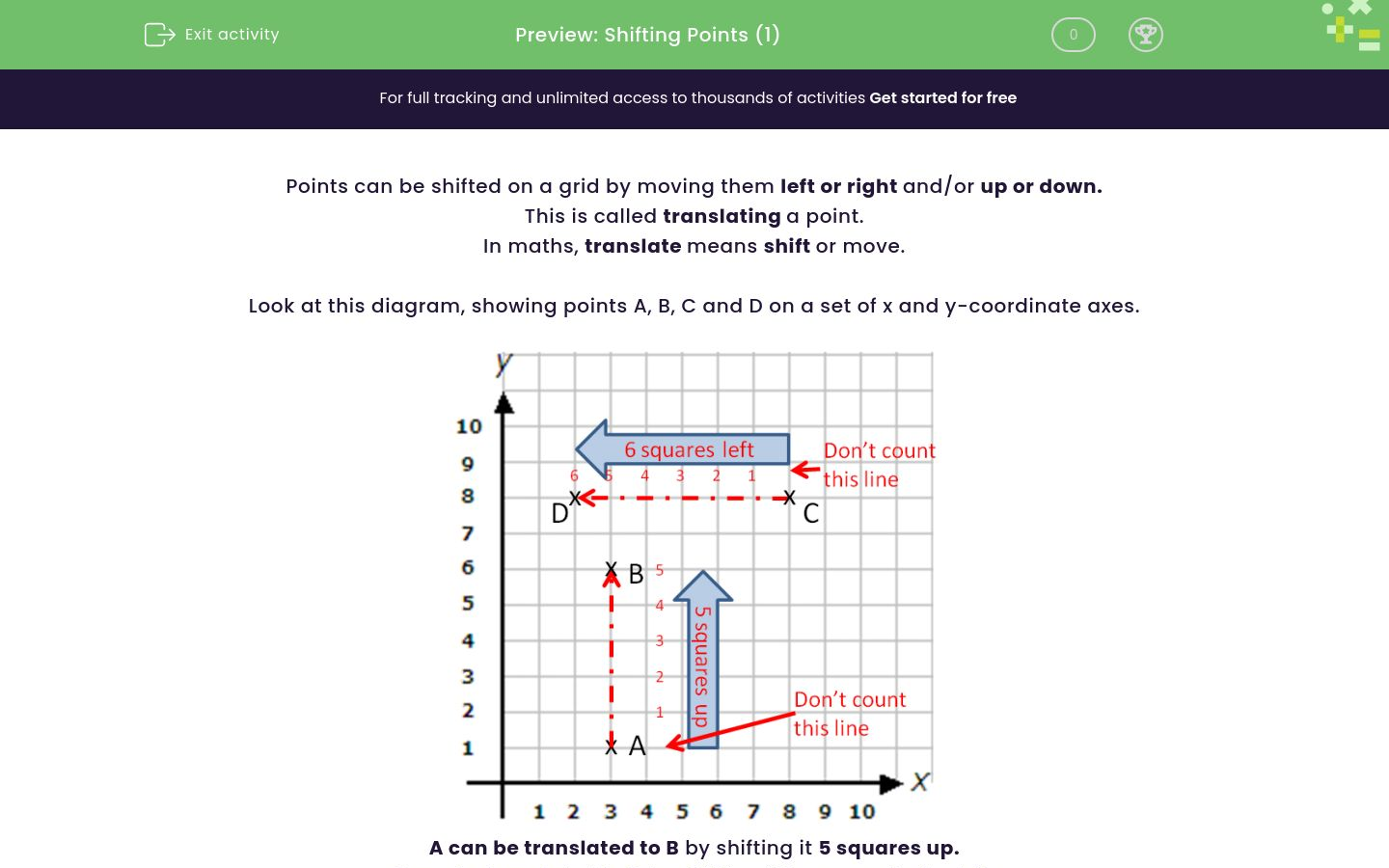 Translate Points on a Grid Worksheet - EdPlace