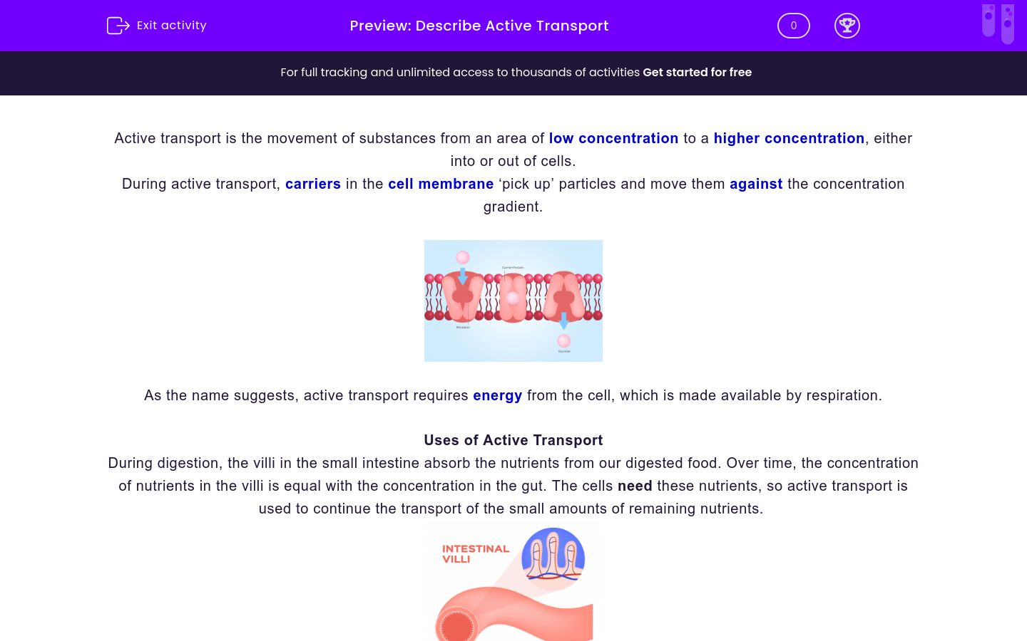 Describe Active Transport Worksheet - EdPlace