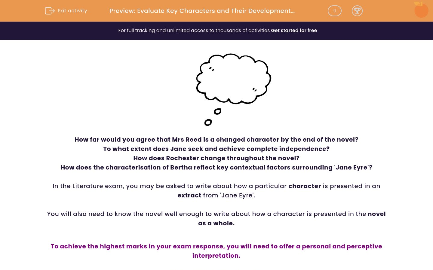 Evaluate Key Characters and Their Development in ' Jane Eyre' Worksheet ...