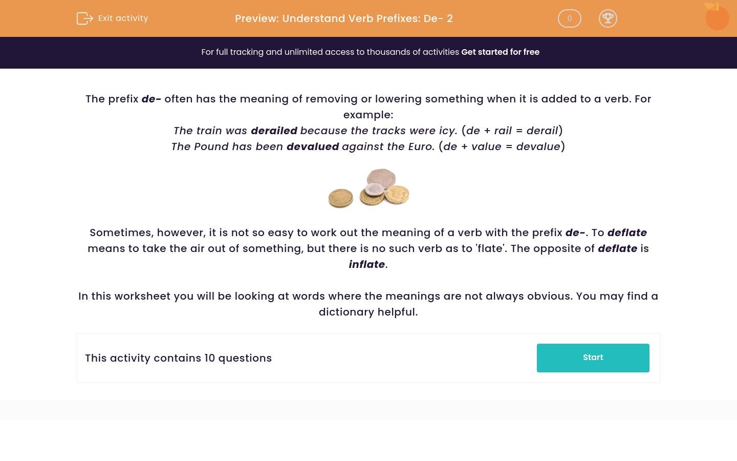 Understand Verb Prefixes: De- Worksheet - EdPlace