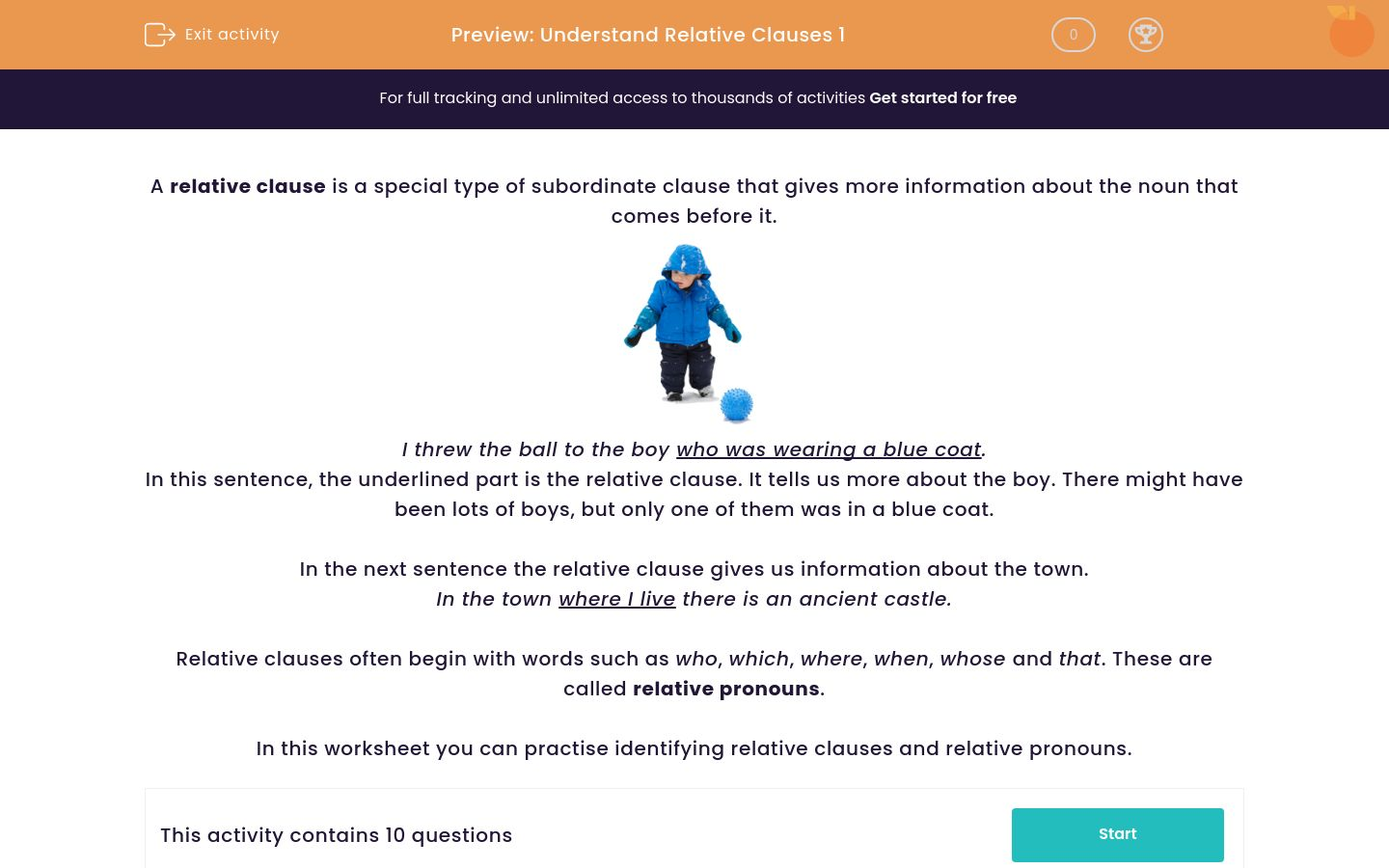 Practise Identifying Relative Clauses Worksheet - EdPlace