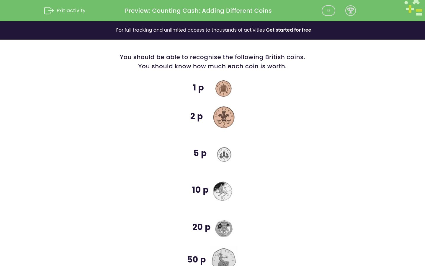Count Coins of Different Values Worksheet - EdPlace