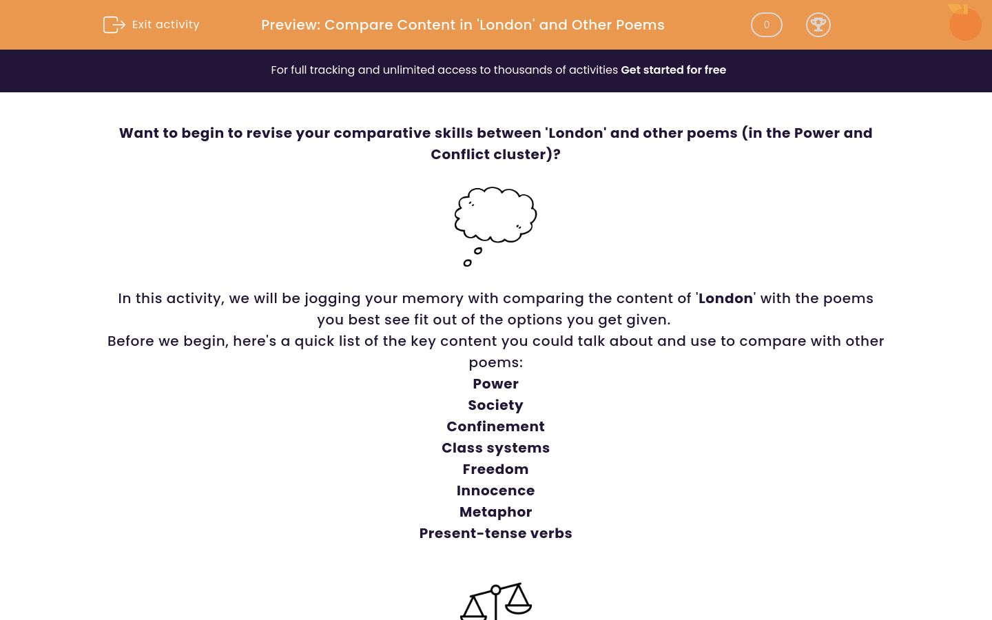 Compare Content in 'London' and Other Poems Worksheet - EdPlace