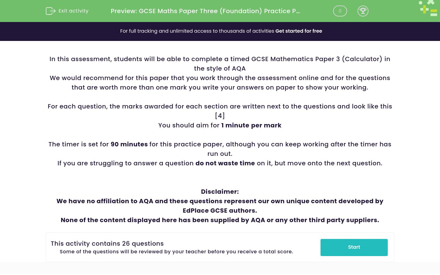 GCSE Maths Paper Three (Foundation) Practice Paper in the Style of AQA ...