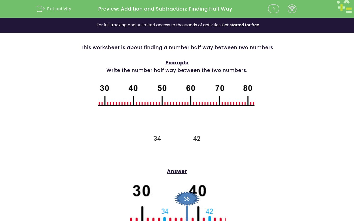 Find Halfway Between Two Numbers Worksheet - EdPlace