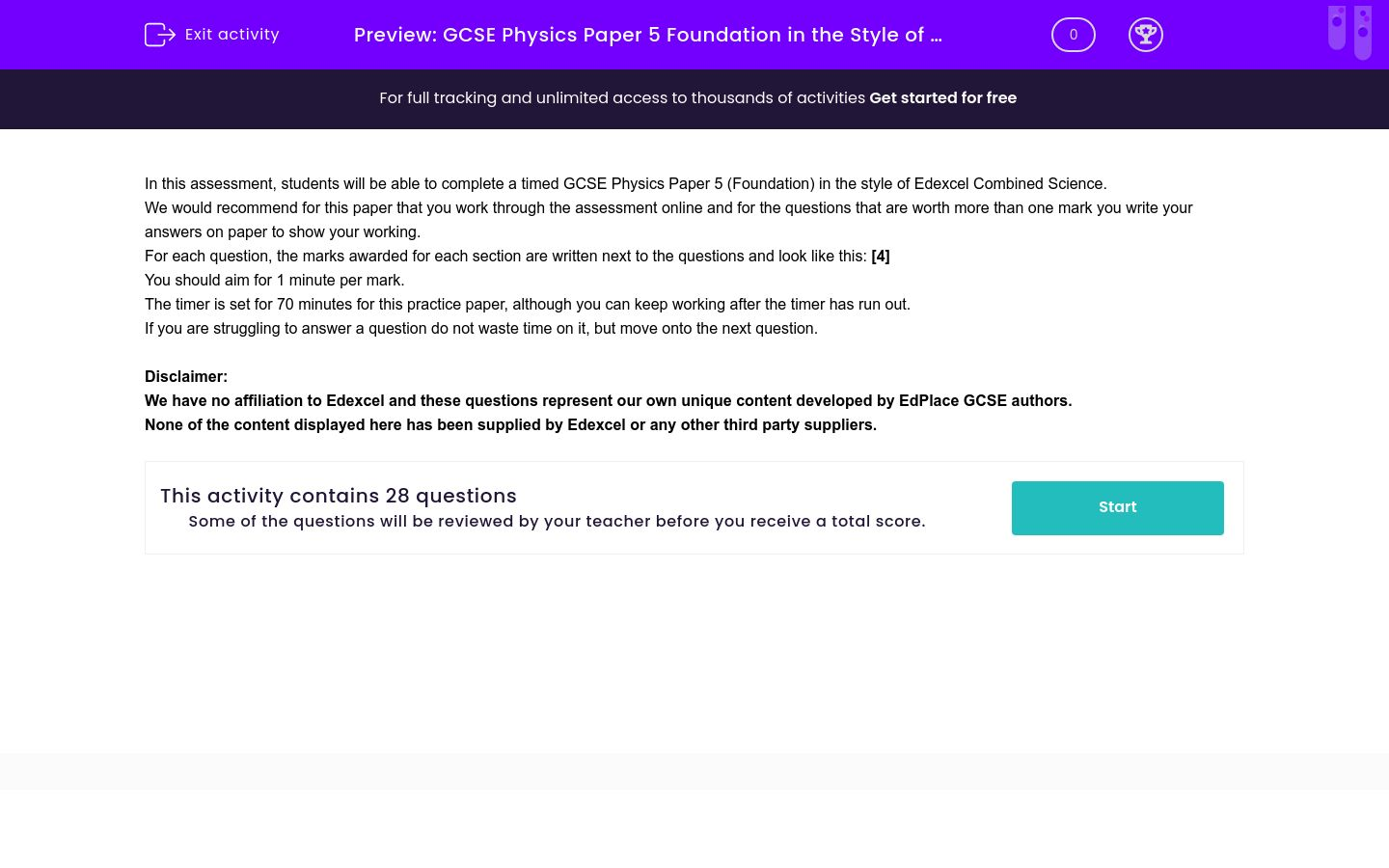 GCSE Physics Paper 5 Foundation in the Style of Edexcel Combined ...