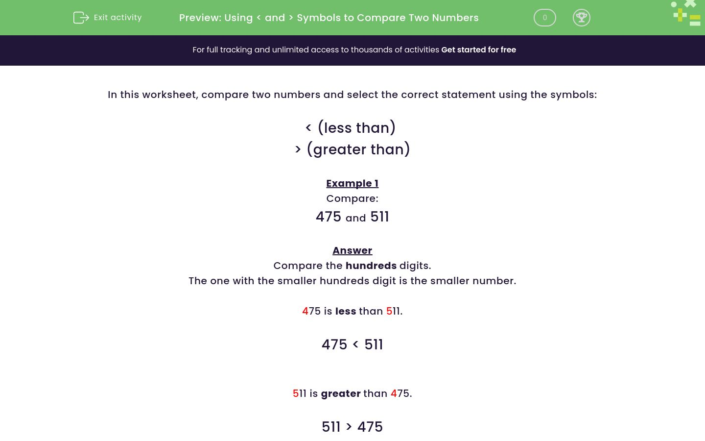 Use Symbols to Compare Two Numbers Worksheet - EdPlace