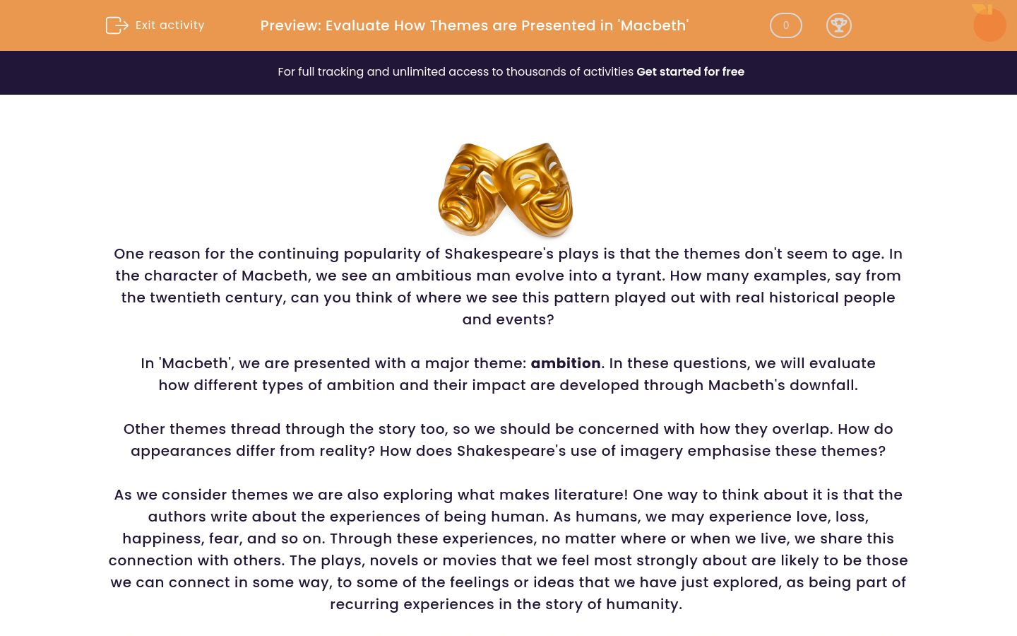Evaluate How Themes are Presented in 'Macbeth' Worksheet - EdPlace